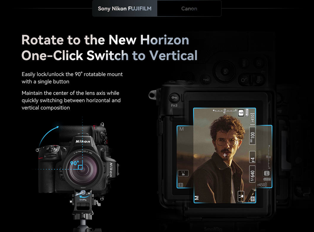 SmallRig 4244 Rotatable Horizontal-to-Vertical Mount Plate Kit for Sony ...