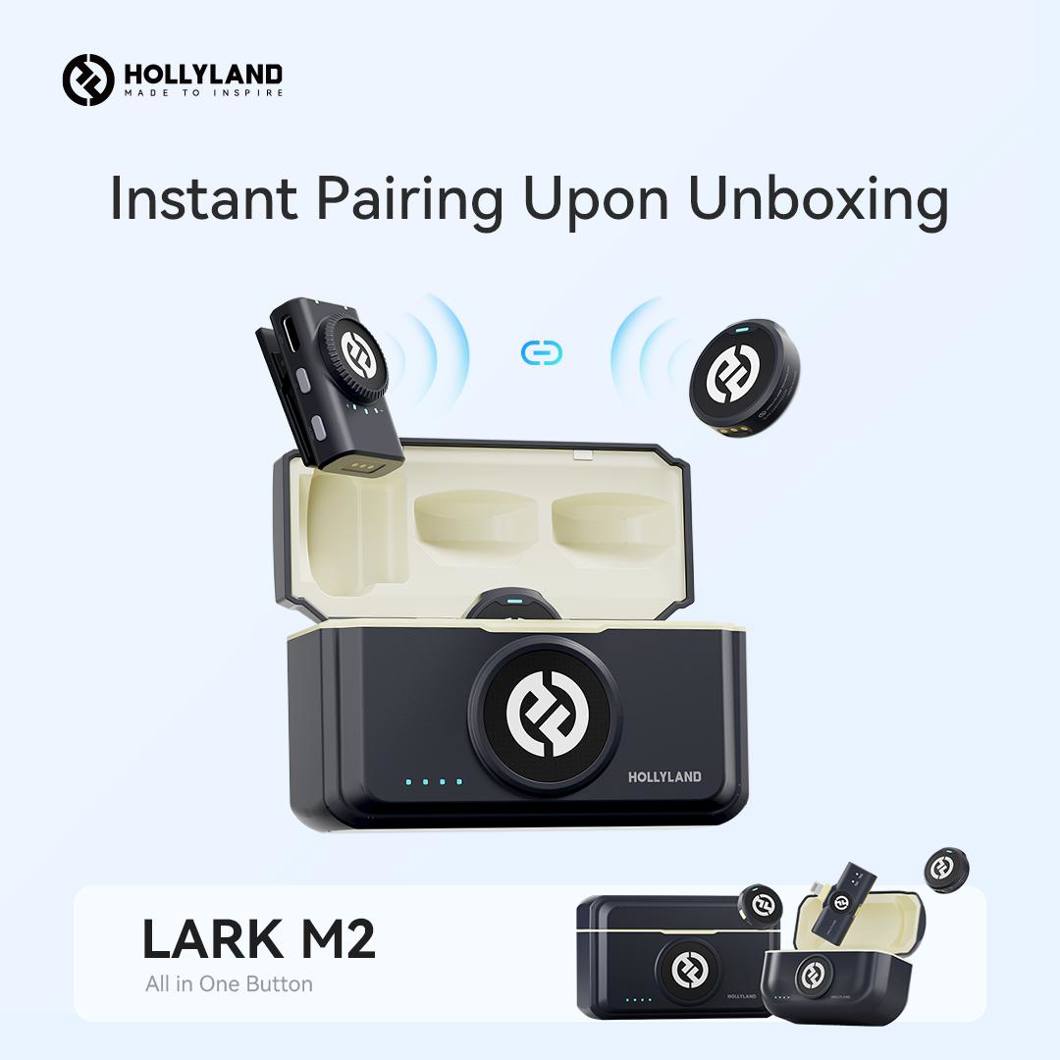 Hollyland Lark M2 Combo - Wireless Lavalier Microphone (Duo,ShineCharcoal)